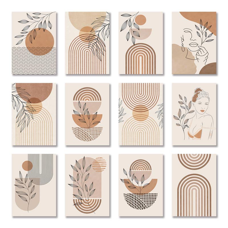 Beige Posters and Prints Abstract Line Picture Room Decoration Wall Art ...