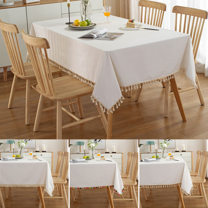 Promotion !!! Japan Tassel Tablecloth Beige White Kitchen Table Cover ...