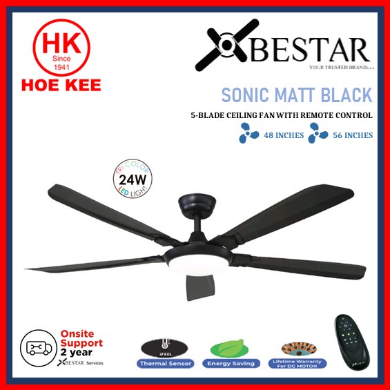 Bestar Sonic 48”/56” DC Motor Ceiling Fan With Remote Control & Light ...