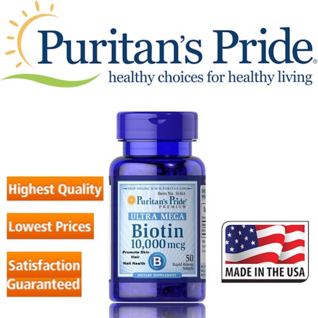 Puritan's Pride Biotin 10,000 mcg / 50 Softgels / 100 Softgels | Shopee ...