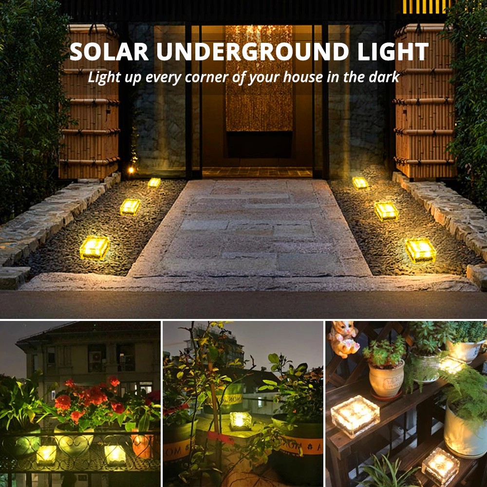Solar Brick Outdoor Garden Light 6LED Ice Cube Lights Waterproof Lamp ...