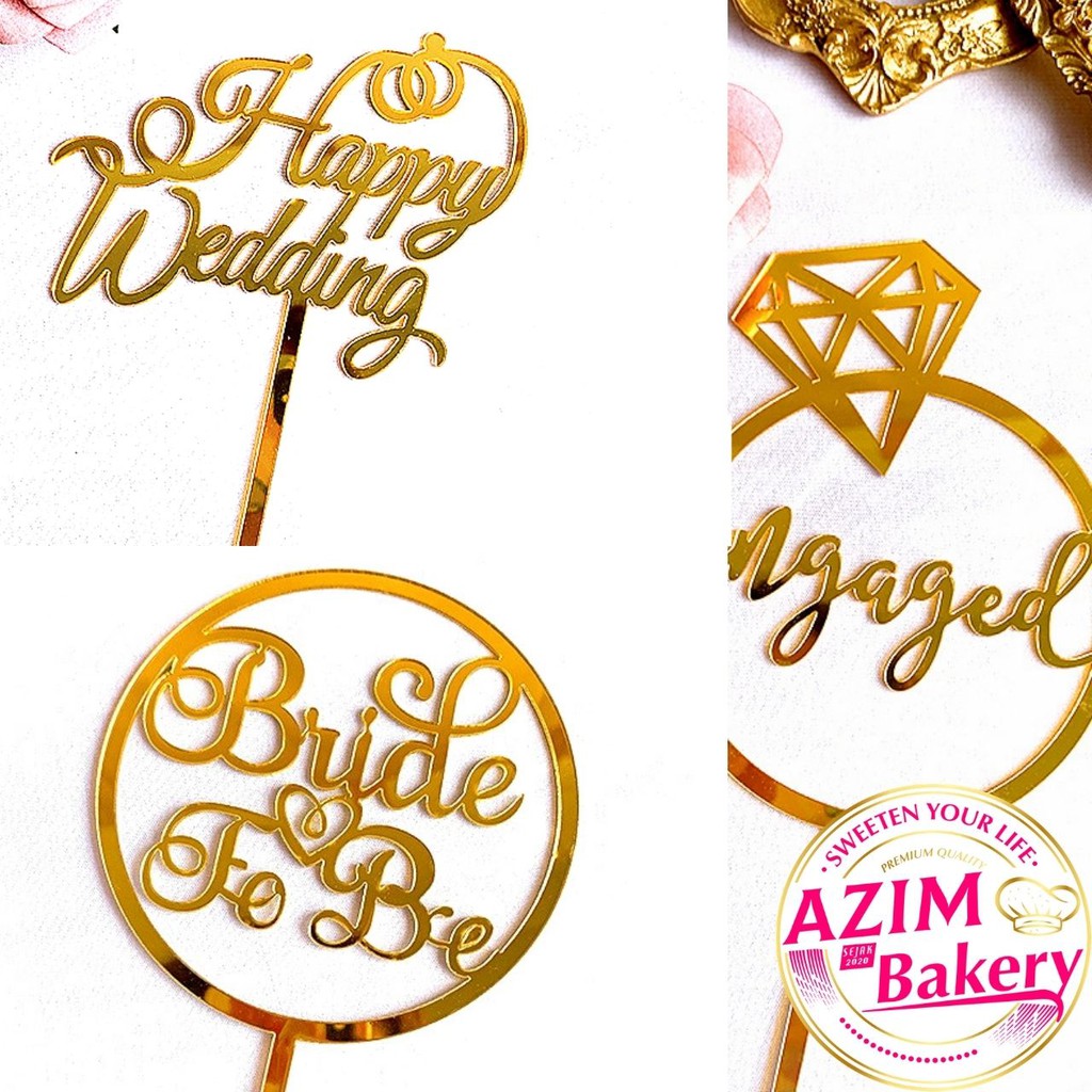 Engaged Cake Topper | Happy Wedding Cake Topper | Bride To Be Cake ...