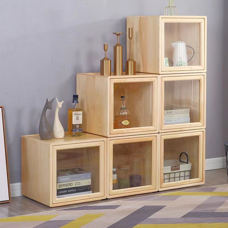 [AiJia.Home] Solid Wood Cabinet Free Combination Checkered Simple ...