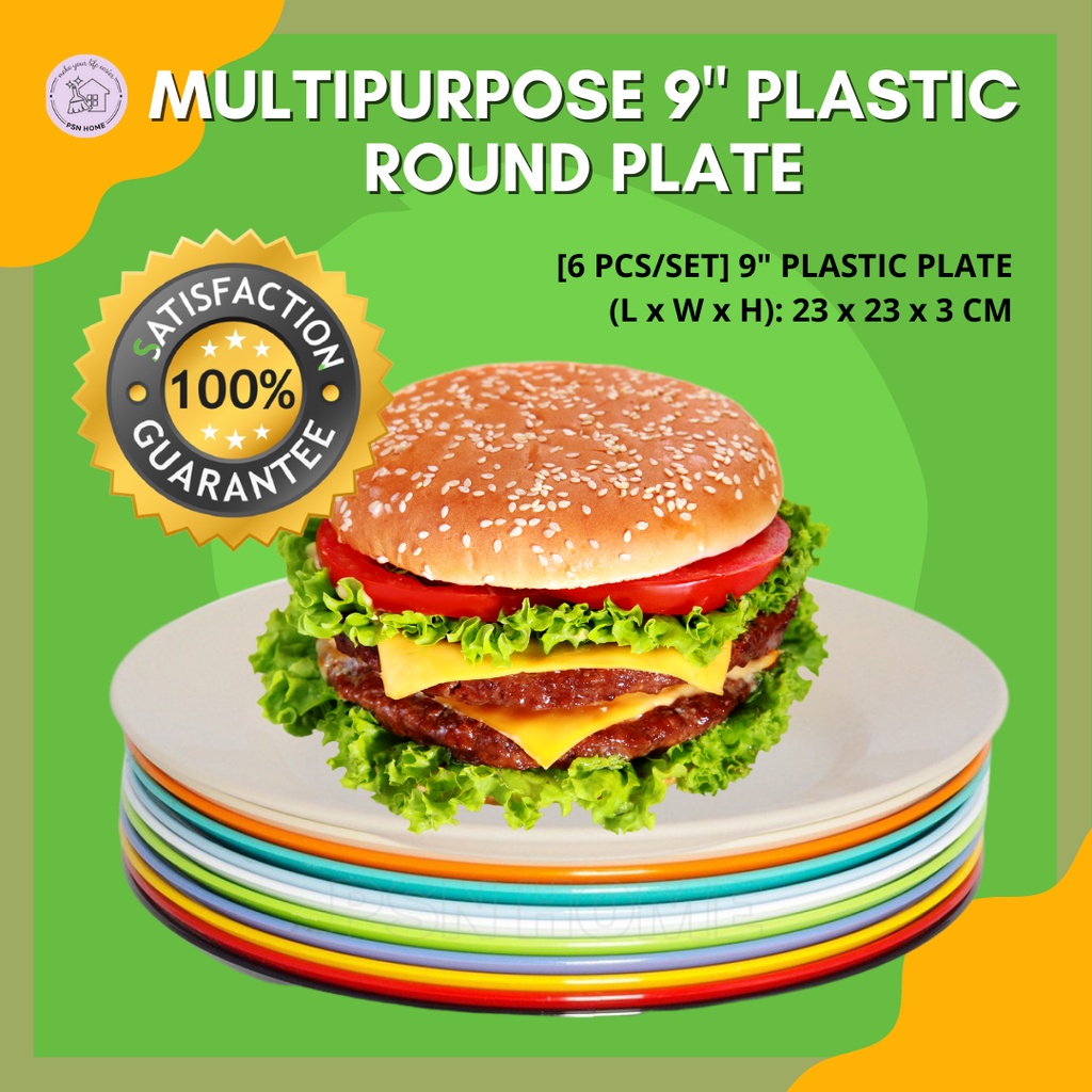 SWEET HOME 9 Inch Round Plastic Shallow Plate Pinggan Plastik Cetik (1 ...