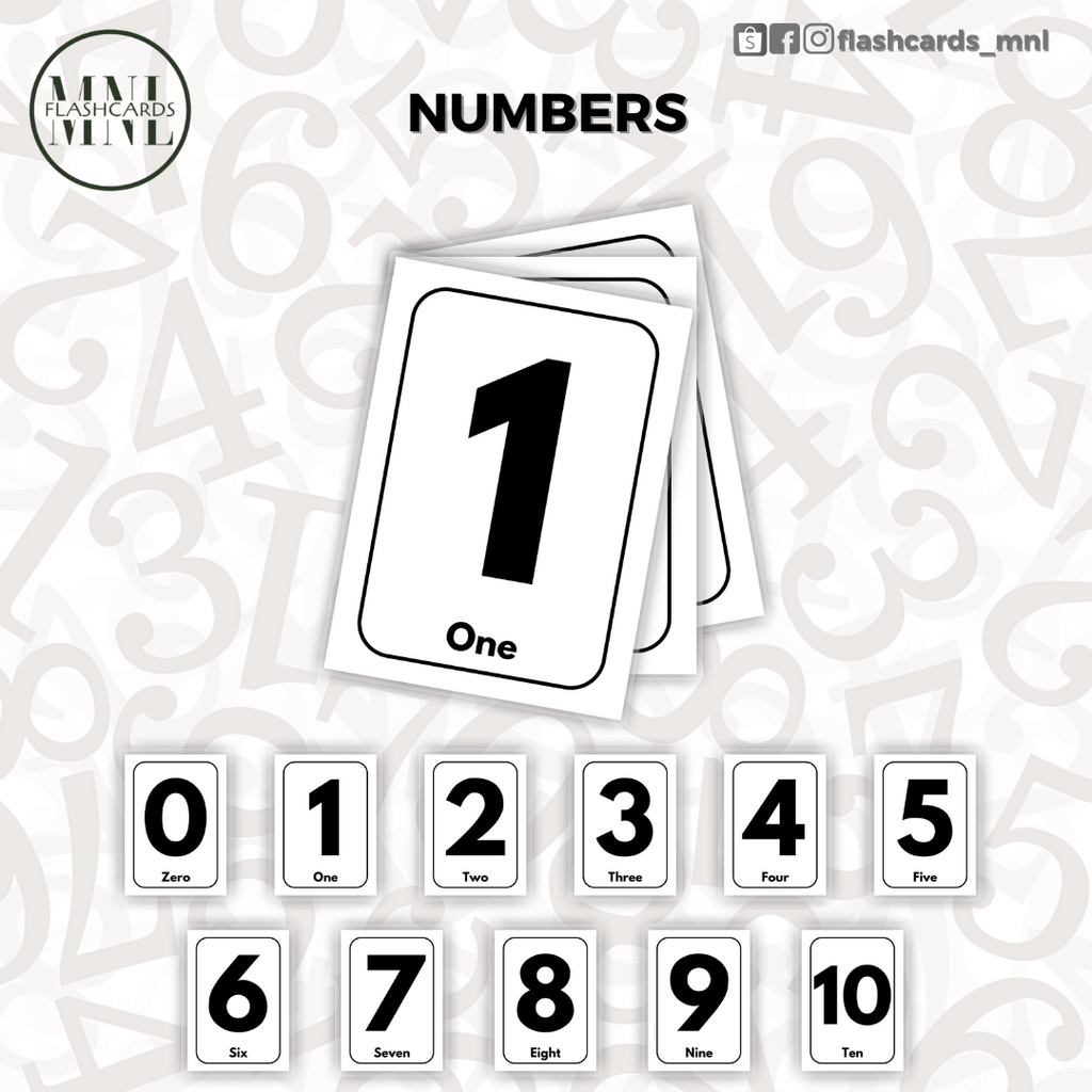 NUMBERS FULLY LAMINATED EDUCATIONAL FLASHCARDS WITH OR WITHOUT RING ...