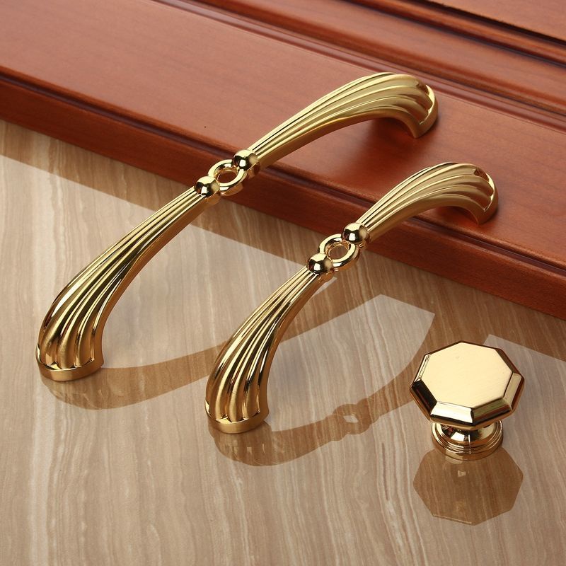 Modern simple solid thick brushed gold cabinet door handle cupboard ...