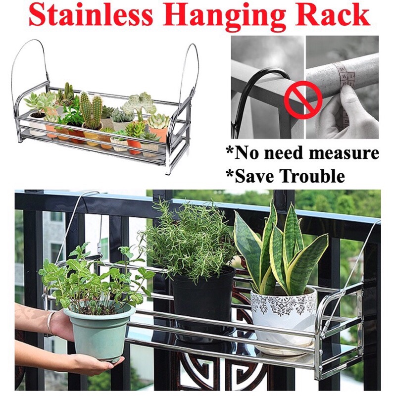 Adjustable Stainless Steel Rack Balcony Railing Flower Rack Hanging ...