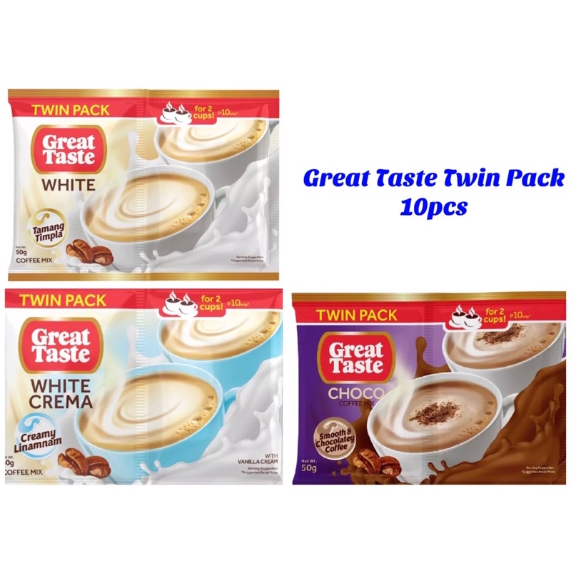 Great Taste Coffee 3in1 White Twin Choco Twin Cream Twin Pack of 10’s ...