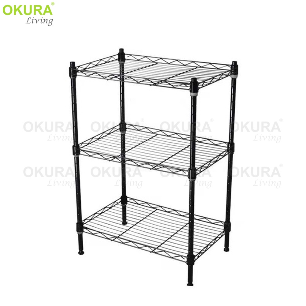 OKURA 3 / 4 / 5 Tier Metal Wire Shelf Multipurpose Adjustable Storage ...