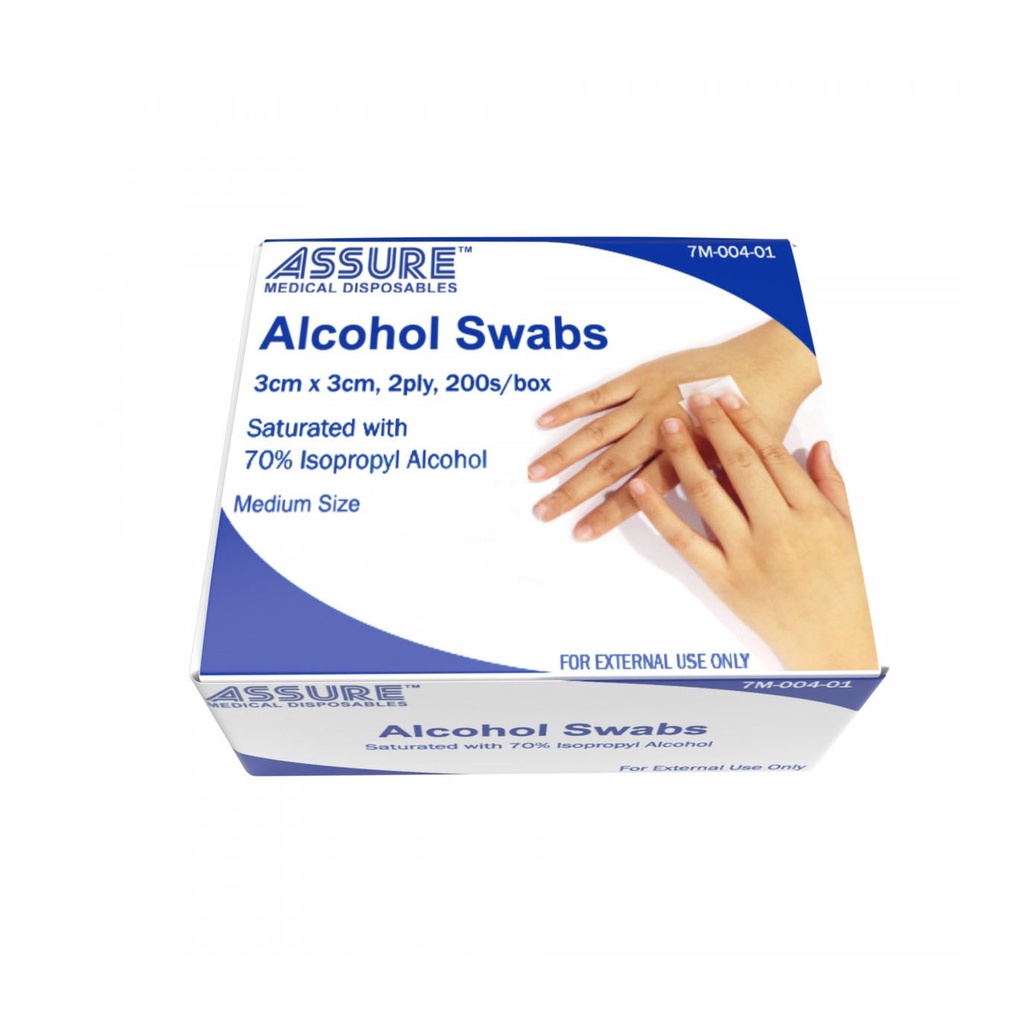 ASSURE Alcohol Swab 2ply 3cm X 3cm, 200 Pcs/Box | Shopee Singapore