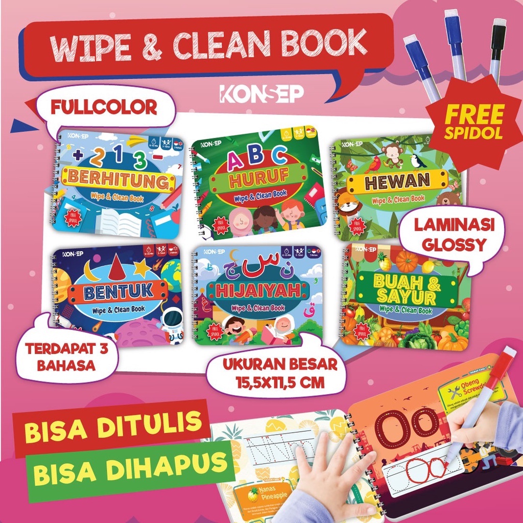 Wipe Clean Book Concept ABC Letters Educational Book for Children ...