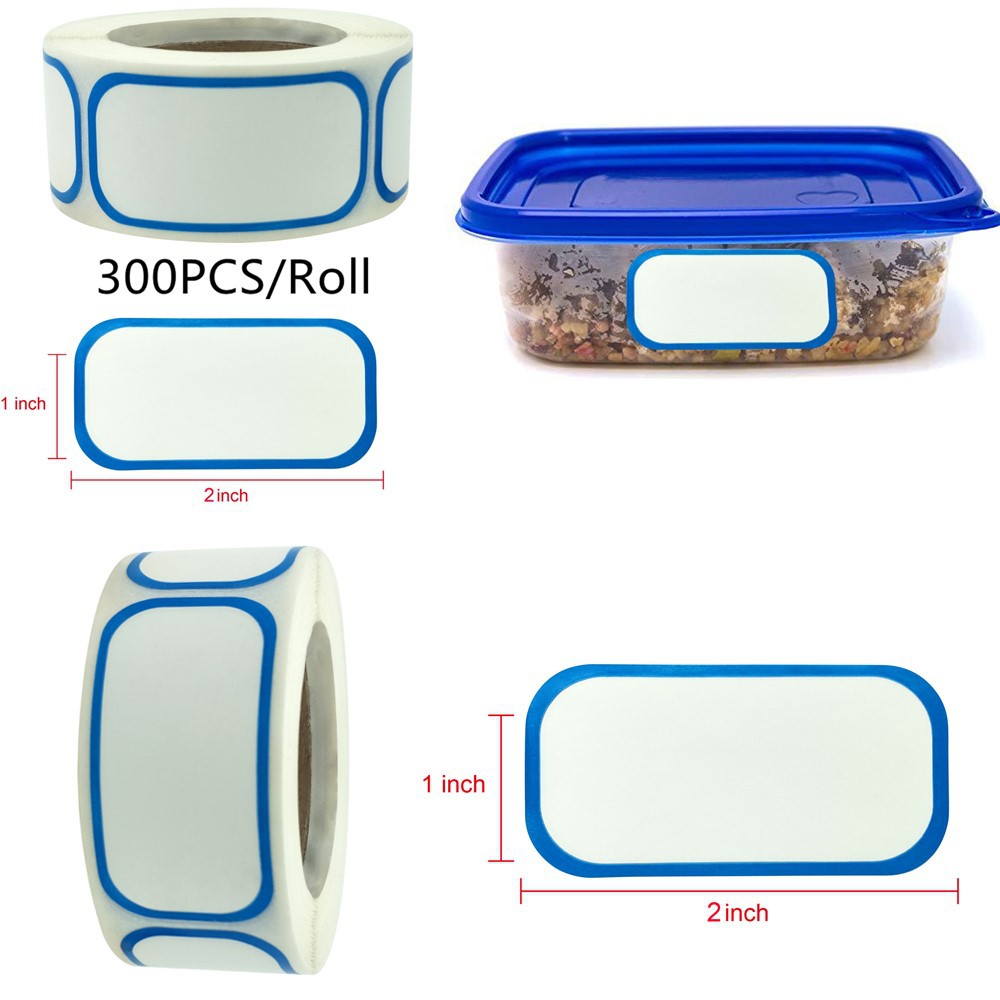 Blue Border Label Sticker 250 Sheets/Roll Memo Name Sticker Kitchen ...