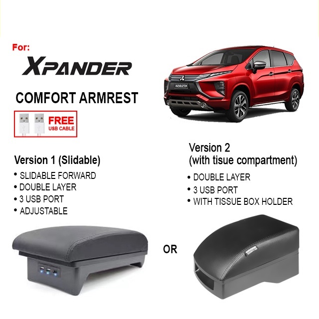 Mitsubishi Xpander Comfort Adjustable ArmRest ARM REST WITH LED BLUE ...