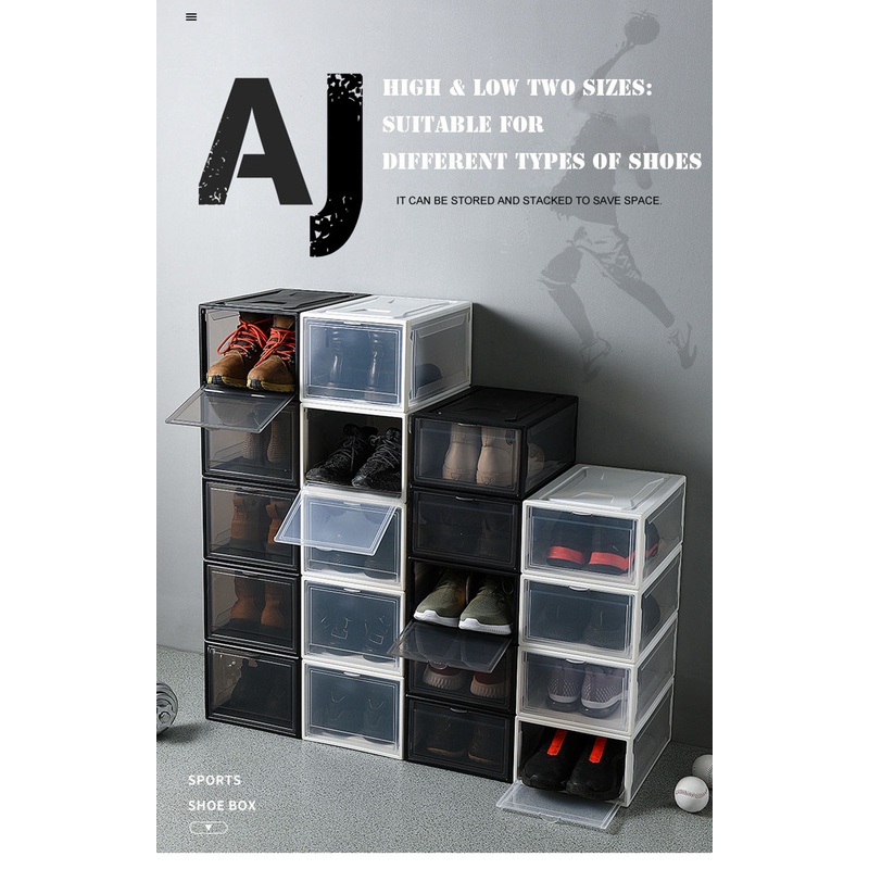 A61⭐Big Capacity/Magnetic AJ Stackable Shoe Box Rack Storage Cabinet ...