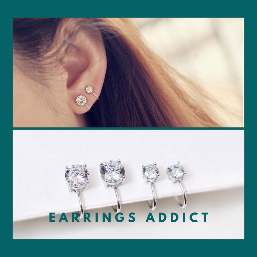【Earrings Addict】Shining Zircon Star Clip On Ear Clip Minimalist Helix ...