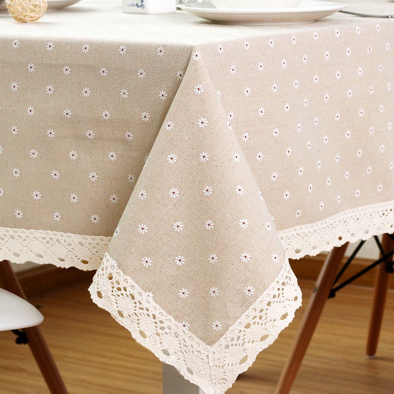 Table Cloths With Lace Fabric Cotton Linen Cloth Kain DIY Handwork ...