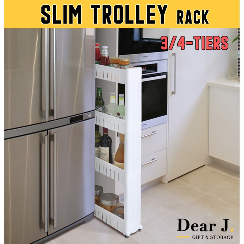 (SG Seller) 3-tier/ 4-tier slim trolley rack/ bathroom storage/ kitchen ...