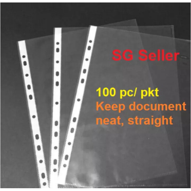 11 Holes Plastic File Pockets. 100 pc/pkt Clear Sheet Protectors ...