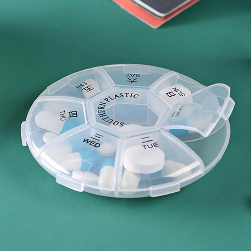 7 Grids Mini Round Portable Tablet Dispenser Pill Box / Weekly Outdoor ...
