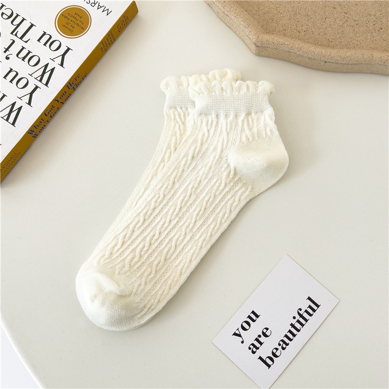New Pattern Lolita Style Solid Color Ankle Socks Women Cotton Sweet ...