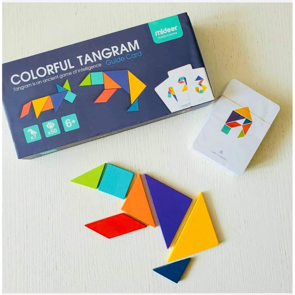 [Genuine Mideer] Colorful Tangram Wooden Puzzle Set, Box of 7 Pieces ...