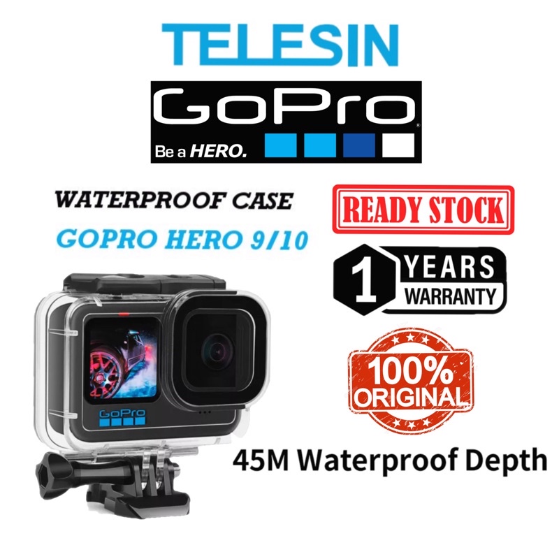 Gopro Telesin hero 9 hero 10 waterproof case underwater housing 45m ...