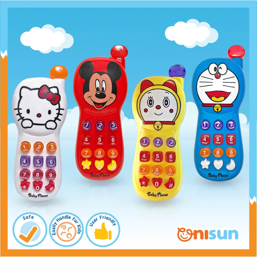 Learning Phone Toy with Lights & Music (Doraemon/Mickey/Hello Kitty ...