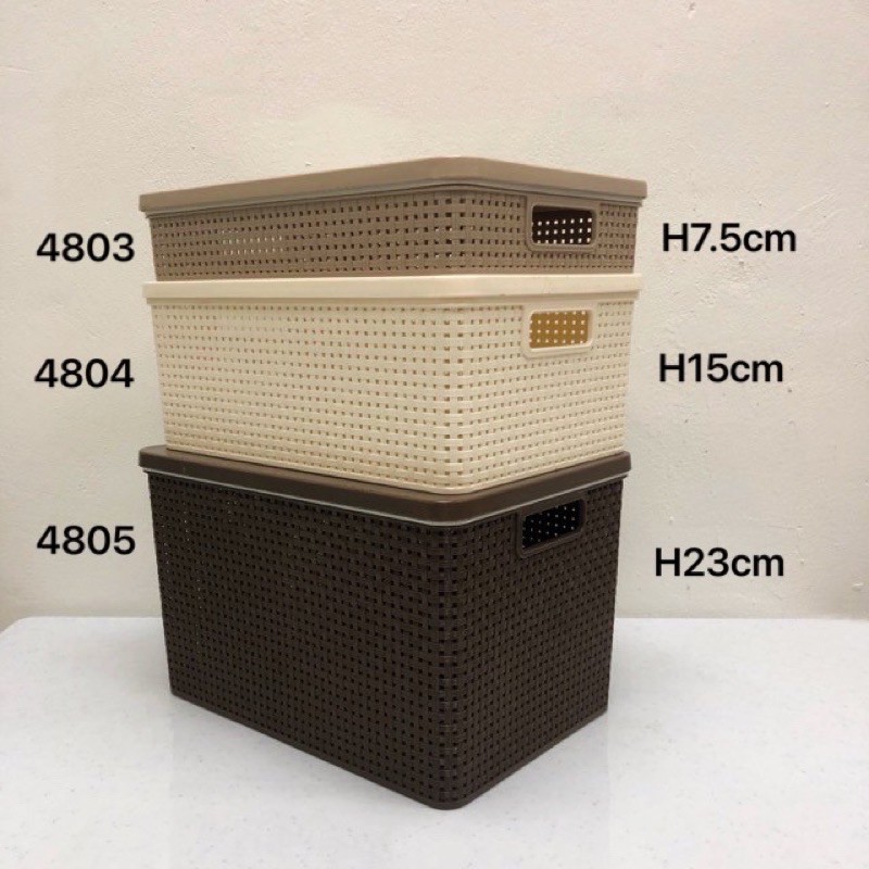 CENTURY Multipurpose Plastic Rattan Storage Box With Cover / Storage ...