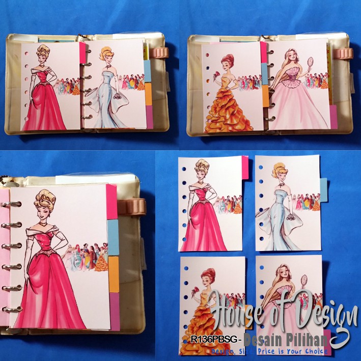 Disney Princess Binder Cartoon Divider 6 Rings Mini Size Glossy Side ...