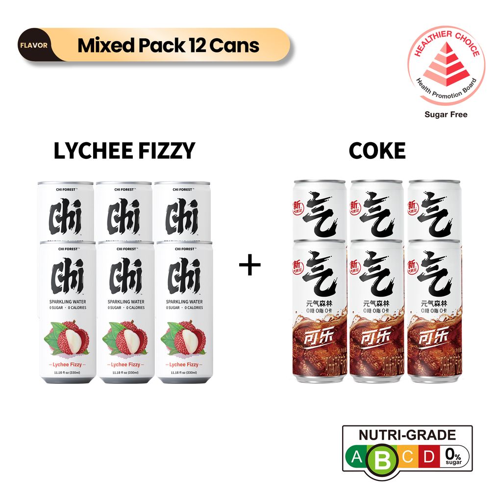 Chi Forest Lychee and Cola Soda Sparkling Water Drinks 330ml x 12 Cans ...