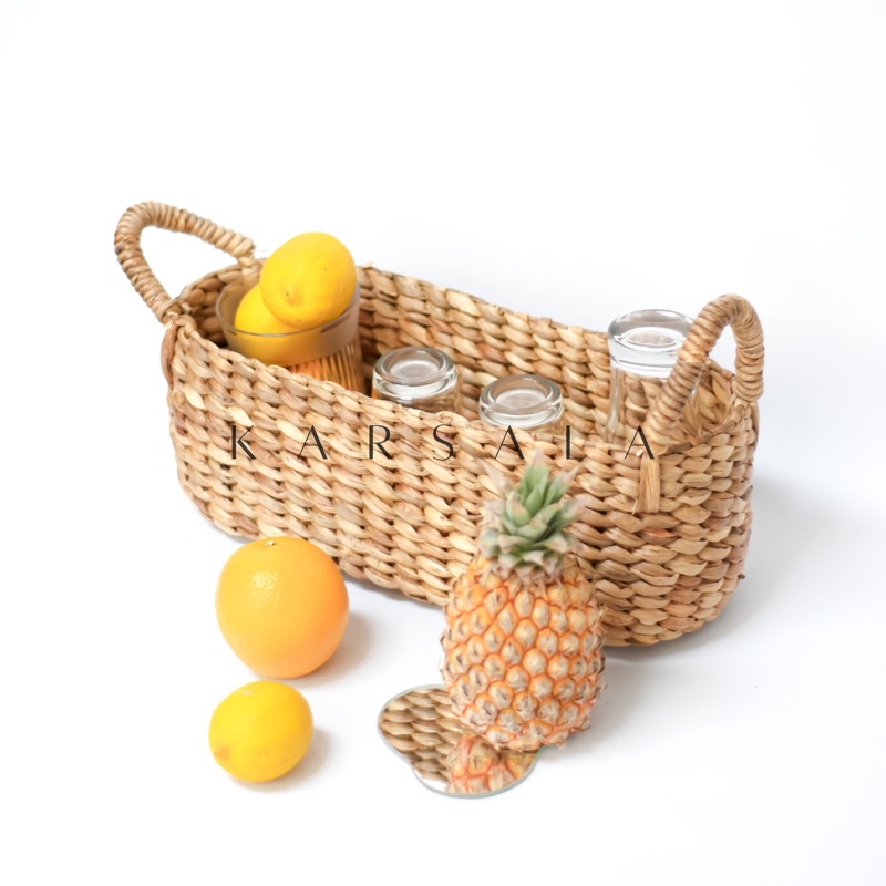 KARSALA Natural Container Tray | Water Hyacinth Woven Jar Container ...