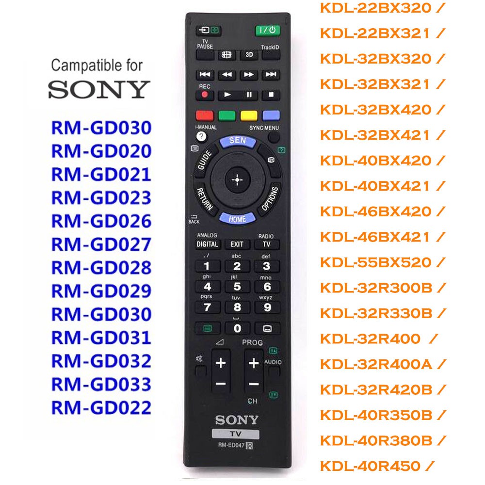 Sony Smart tv Remote Control Bravia TV For Sony TV RM-ED047 FOR SONY BR ...