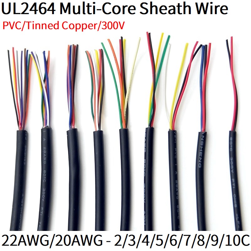 5Meters 2UL2464 PVC Signal Copper Wire 22AWG 20AWG Electronic Power ...