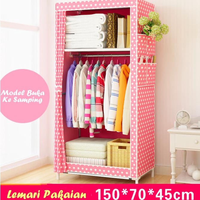 Pink POLKA Portable Wardrobe (Portable, Easy Disassembly) | Shopee ...