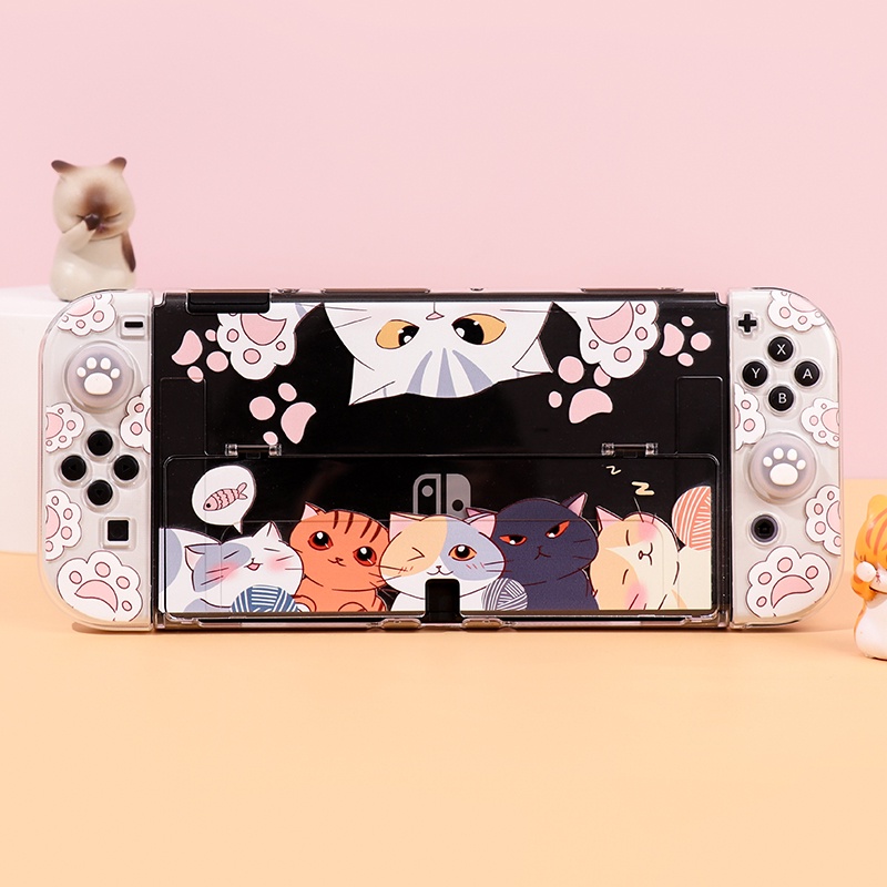 Transparent Cute Cat Dockable Split Protective Case for Nintendo Switch ...