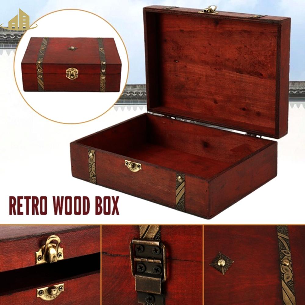 Keepsake Box, Wooden Box Decorative Treasure Box Storage Jewelry Box ...