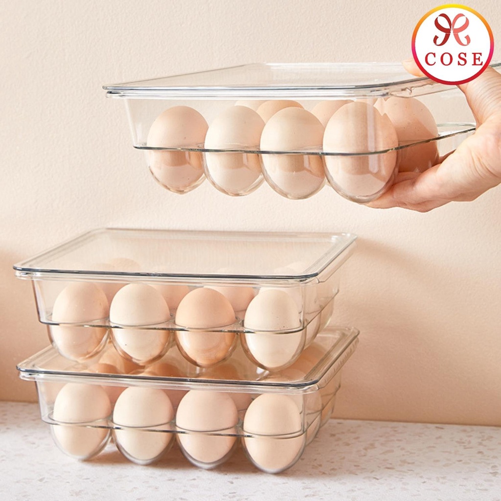 COSE 14 Slot Egg Storage Box Egg Container Stackable Egg Tray Holder ...