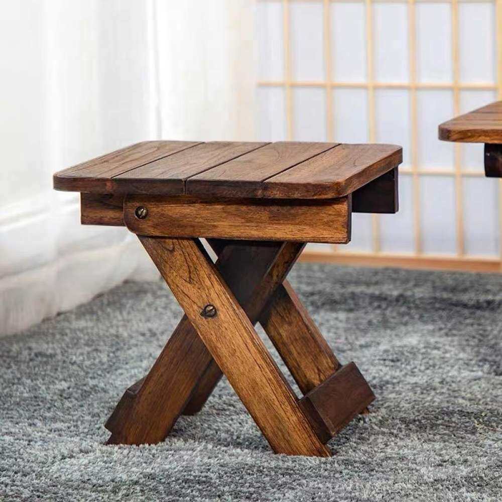 Wooden Folding Stool Small Space Foldable Step Stool Portable Foldable ...