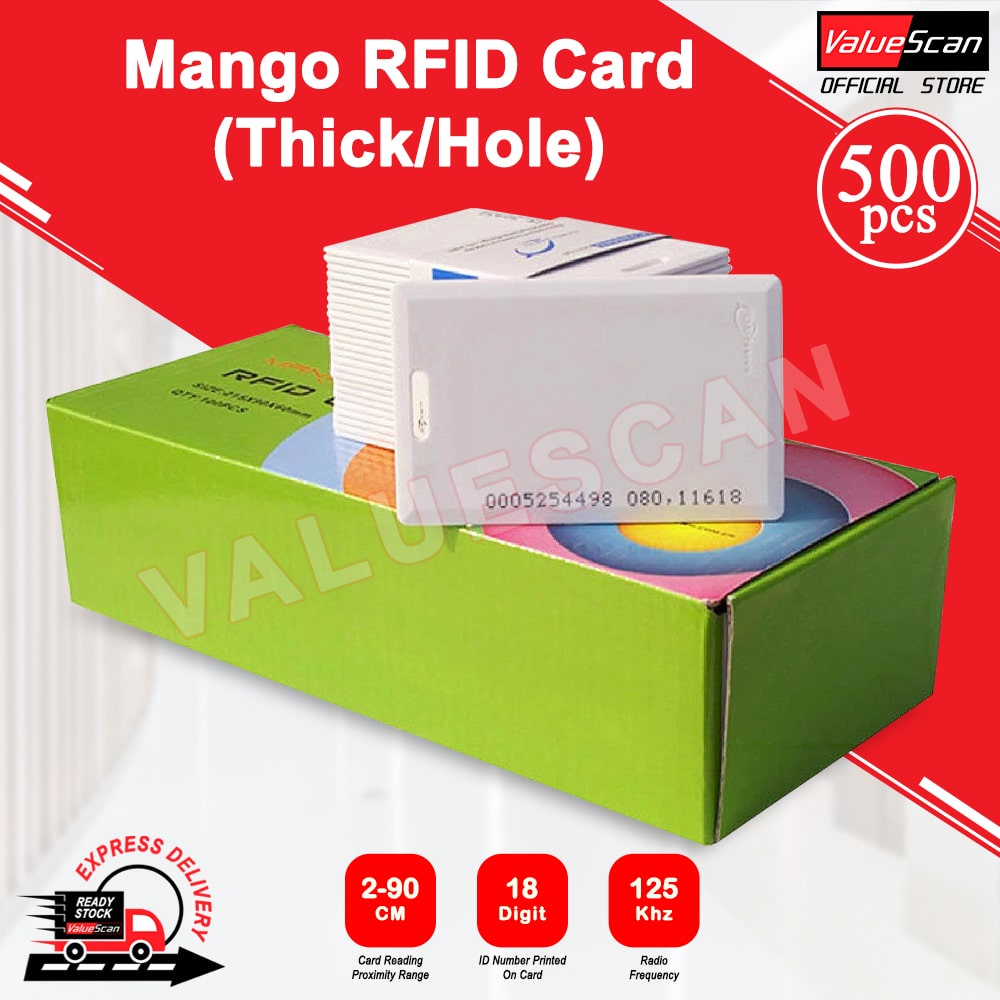 MANGO RFID Thick / Hole Card Proximity ID 125Khz (100-500pcs) | Shopee ...