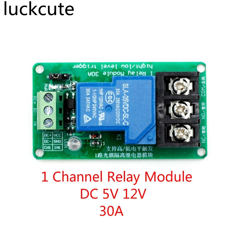 DC 5V 12V 1 Channel Relay Module 30A with optocoupler isolation supports high and low level ...