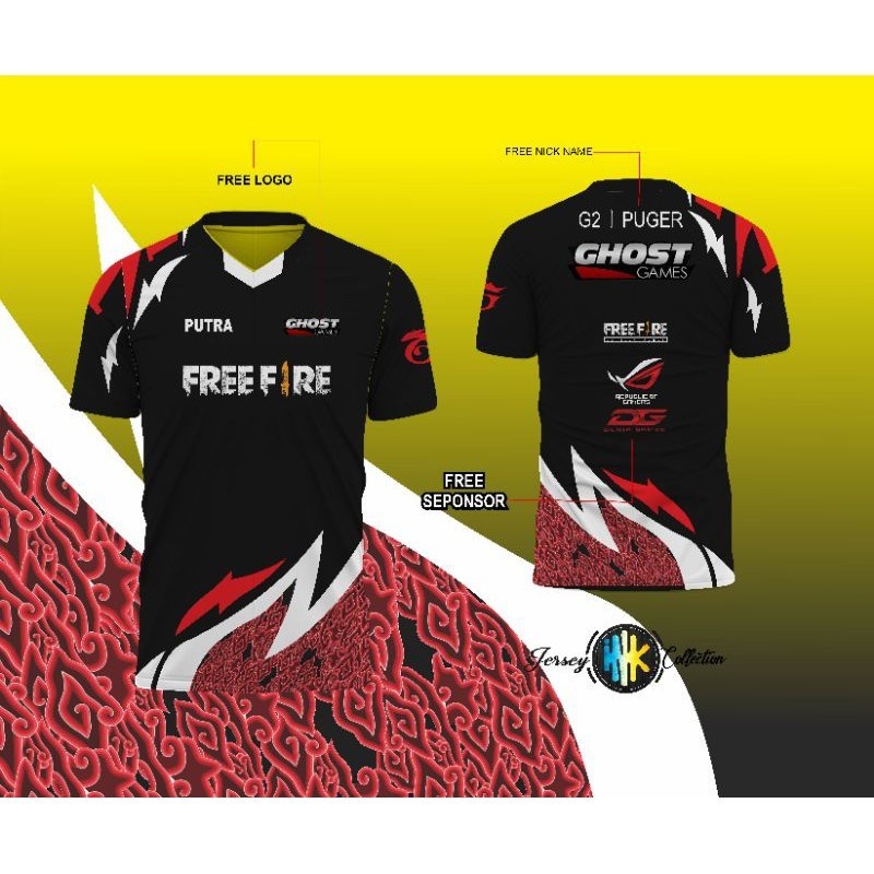 BAJU JERSEY GAMING FREE FIRE / GUILD FREE FIREE CUSTOM ( FREE DESAIN ...