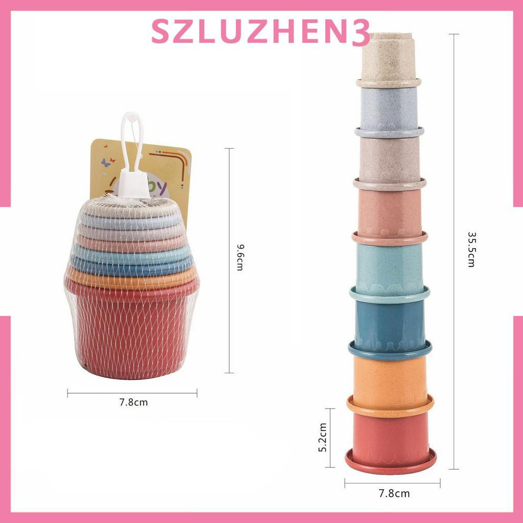 8 Piece Stacking Stackable Cups Wheat Straw Nesting Ages 3-12 Months ...