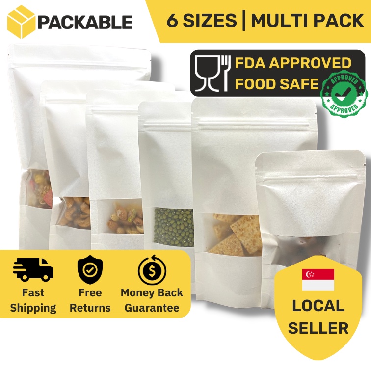 White Stand Up Pouch / Resealable Bags / Ziplock Bags / Cookie Pouches ...