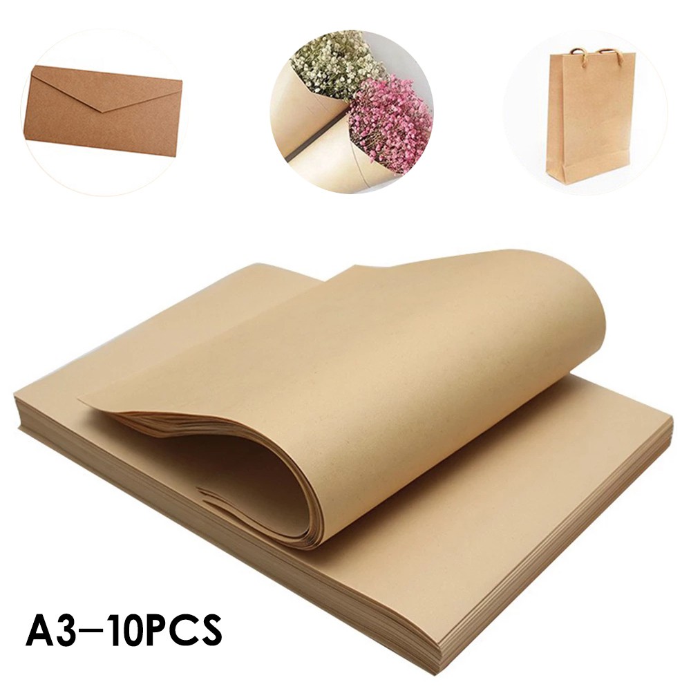 10 Pcs A3 Brown Kraft Paper Box And Flower Wrapping Paper Diy Hand ...