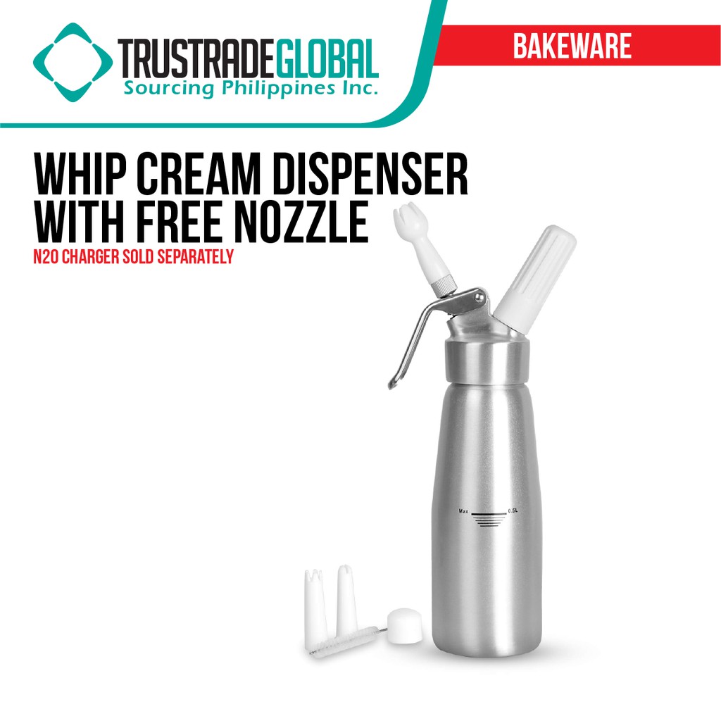 Whip Cream Dispenser (500mL & 1 Liter) with Free Nozzle "N2O charger ...