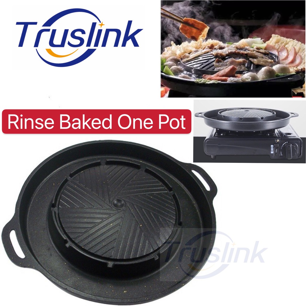 Portable Gas Stove Rinse Baked One Pot/Korean Grill Plate Hot Pot ...