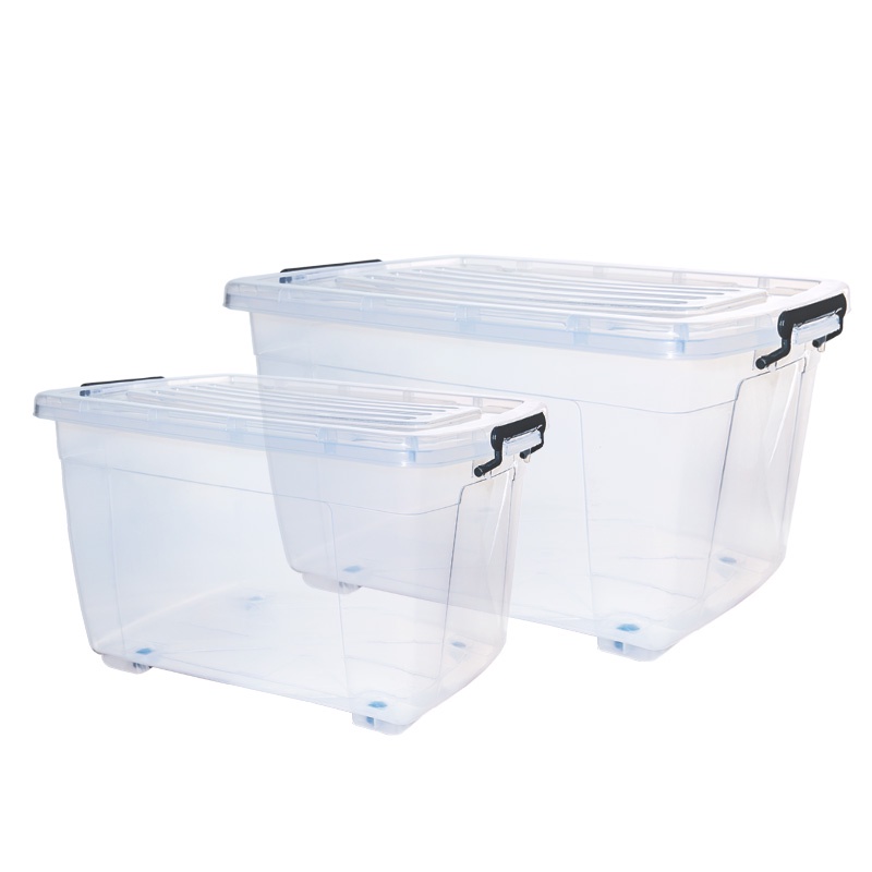 Opus transparent stackable storage box with side handles and 4 wheels ...