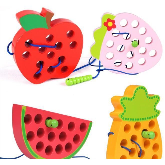 Right To Learn Wooden Threading / Lacing Fruits (Apple/Watermelon ...