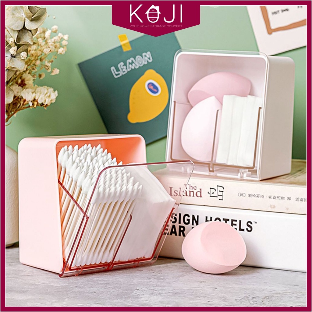 KOJI Double Layer Makeup Swab Holder Multi-function Cotton Swab Boxes ...