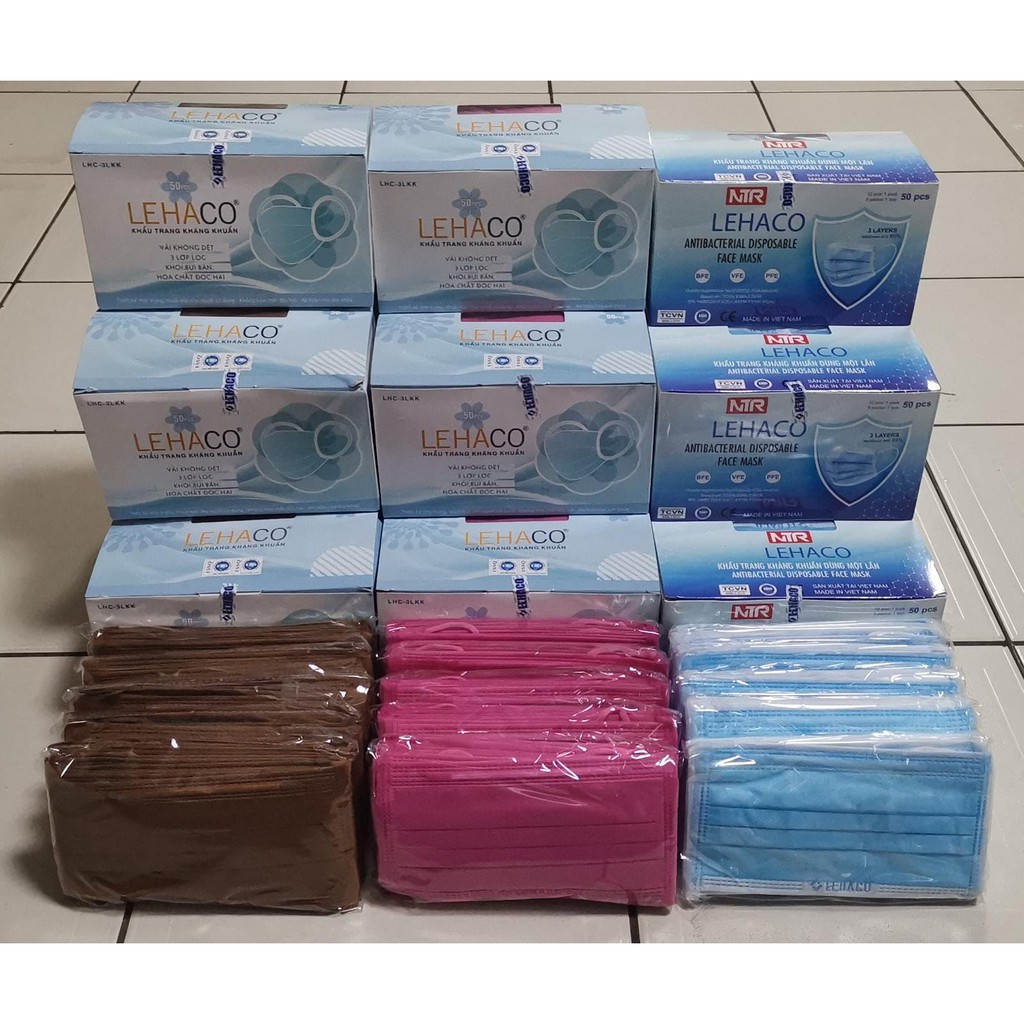 MEDICAL GRADE LEHACO PREMIUM 3 PLY BLUE, PINK, PURPLE AND BROWN FACE ...